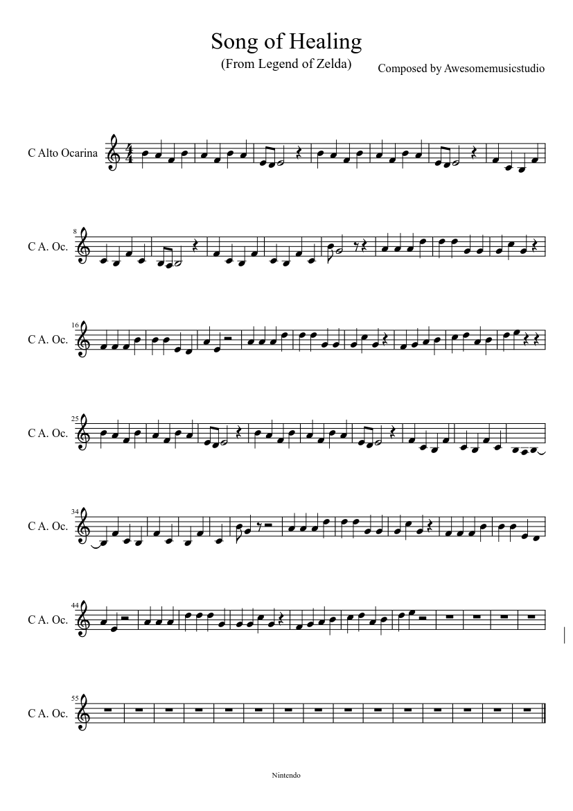 Song of Healing (On Ocarina) Sheet music for Flute other (Solo ...