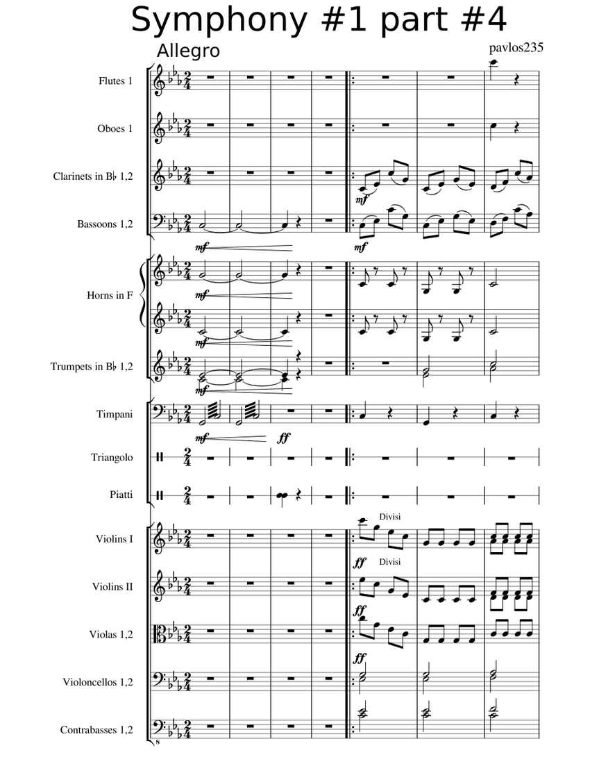 Symphony #1 part #4 (original) Sheet music for Flute, Oboe, Clarinet in ...