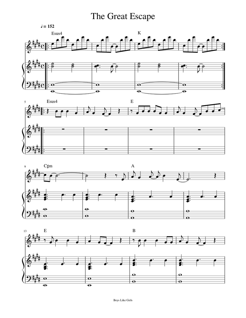 The Great Escape Sheet music for Piano (Piano Duo) | Musescore.com
