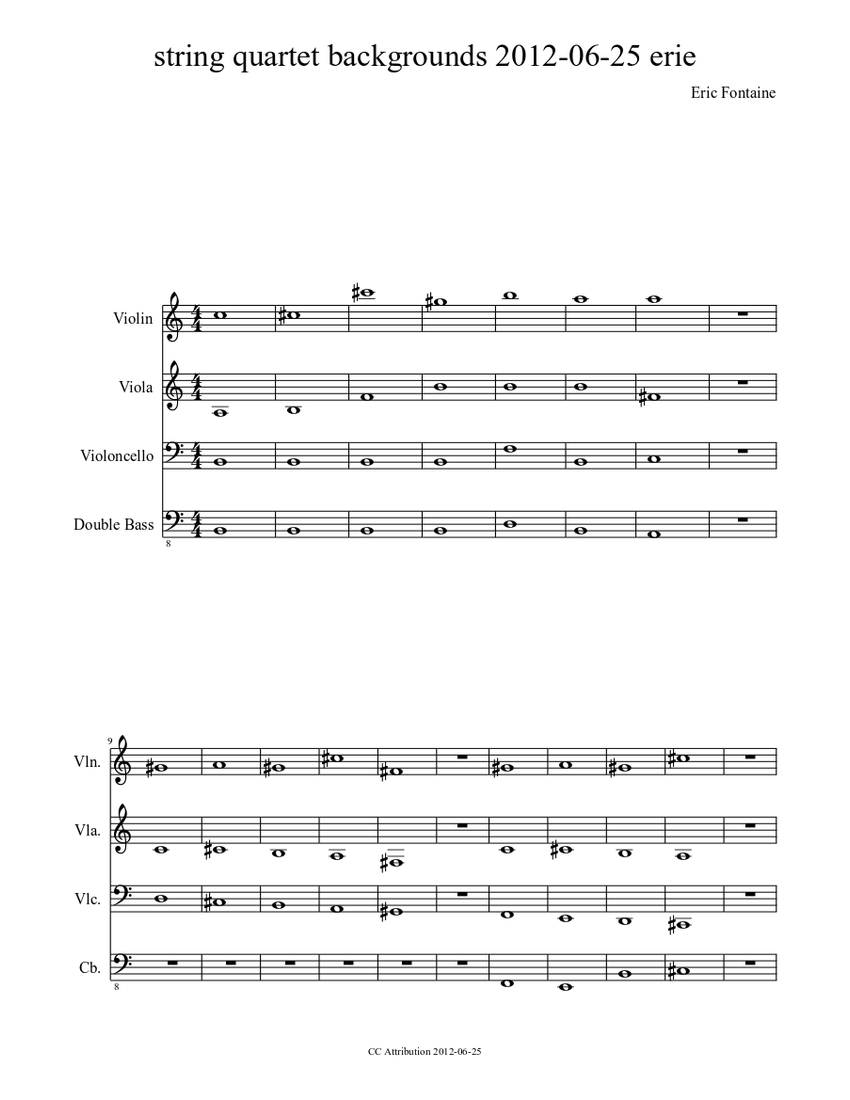 string quartet backgrounds 2012-06-25 eriee Sheet music for Violin ...