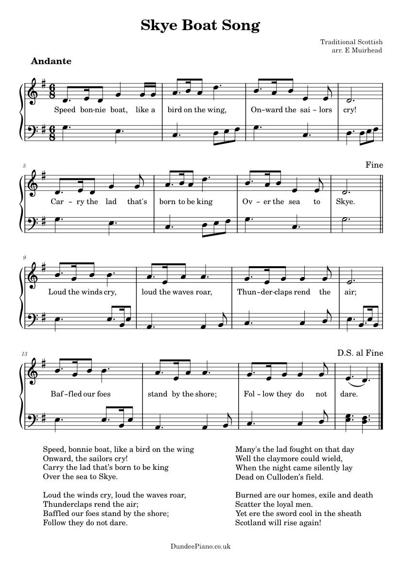 The Skye Boat Song, arranged for piano – Misc Traditional Sheet music ...
