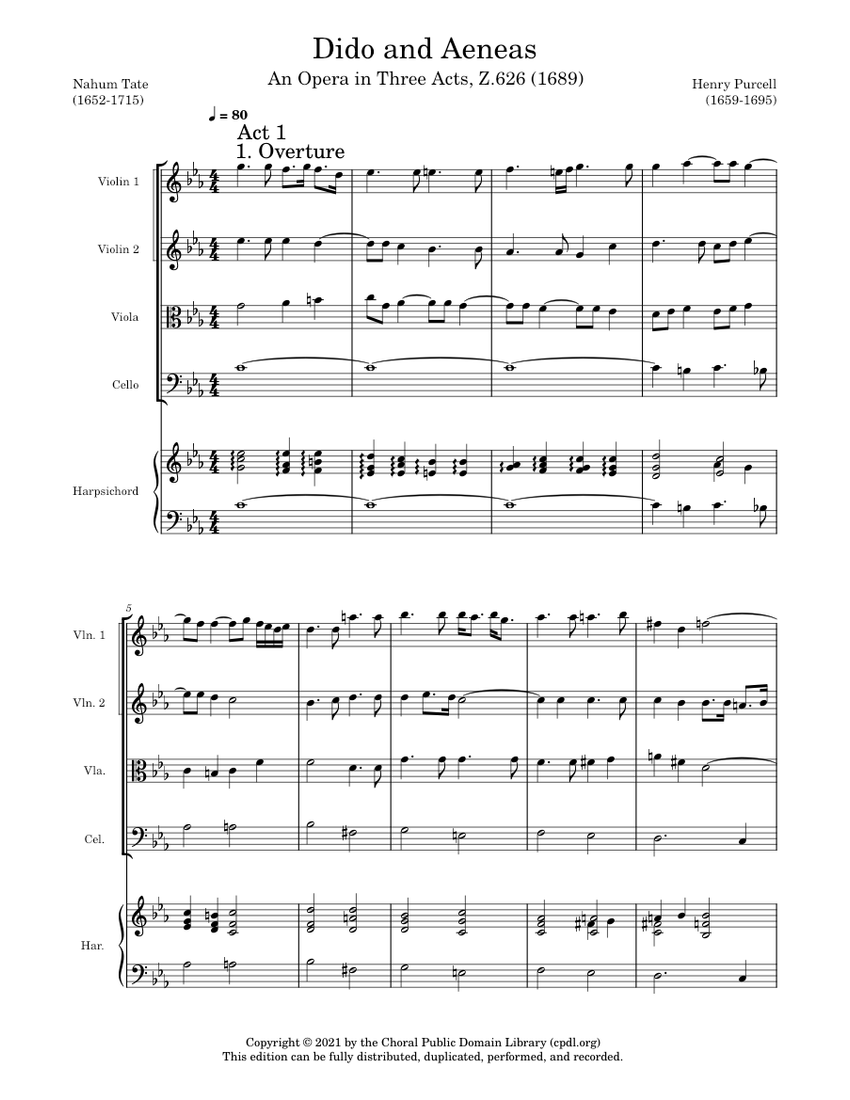 Dido and Aeneas, Z.626 – Henry Purcell Sheet music for Soprano, Alto, Tenor, Bass voice & more ...