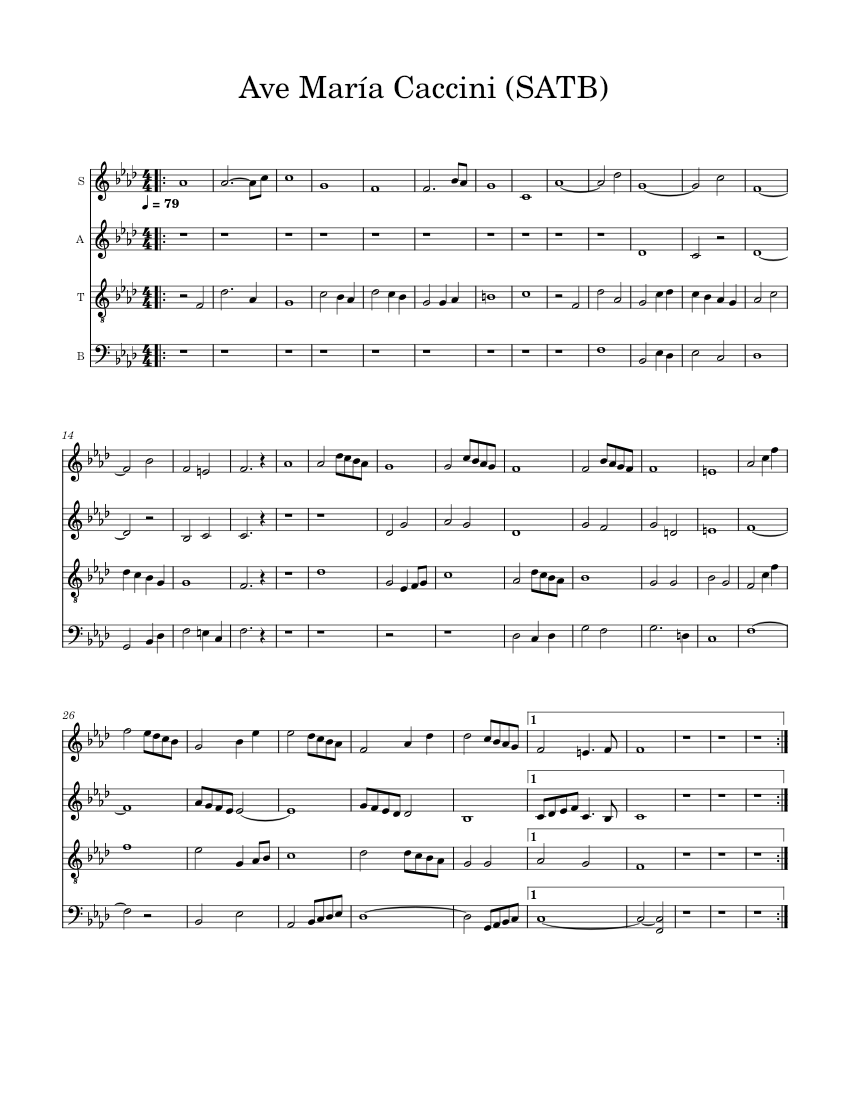 Ave maria – Giulio Caccini Ave Maria Caccinni SATB Sheet music for Piano (SATB) | Musescore.com