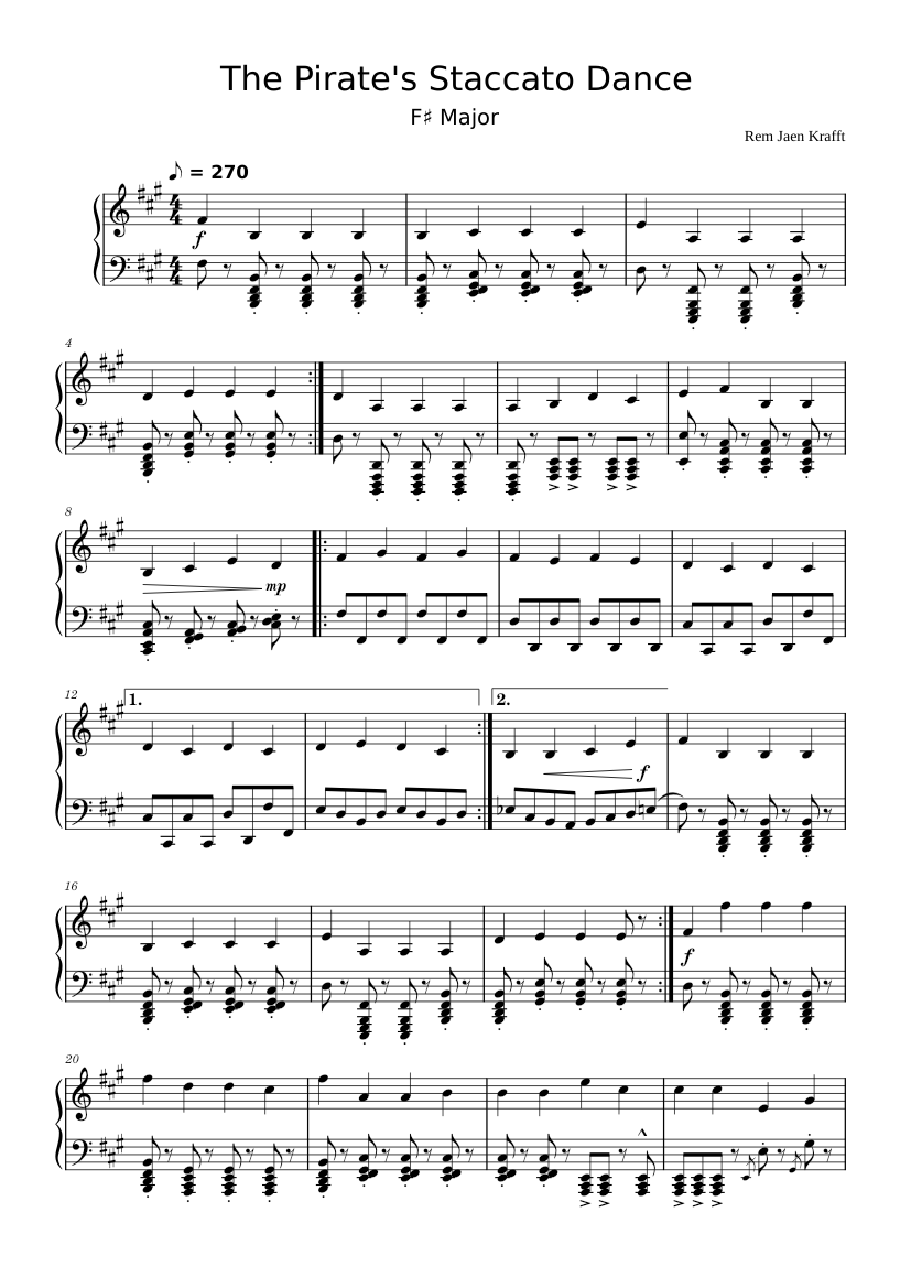 The Pirate's Staccato Dance - Rem Jaen Krafft Sheet music for Piano ...