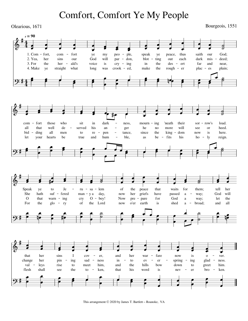 Comfort, Comfort Ye My People Sheet music for Female, Male (SATB ...