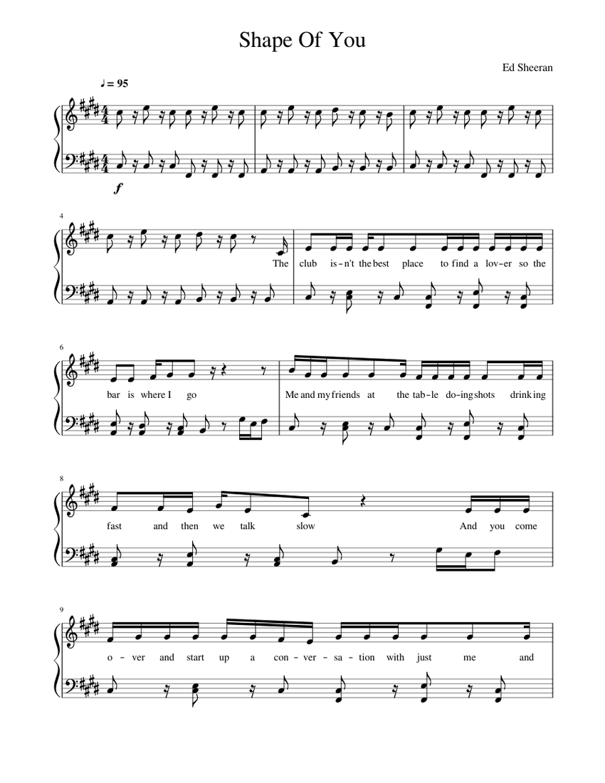 Shape Of You Sheet music for Piano (Solo) | Musescore.com