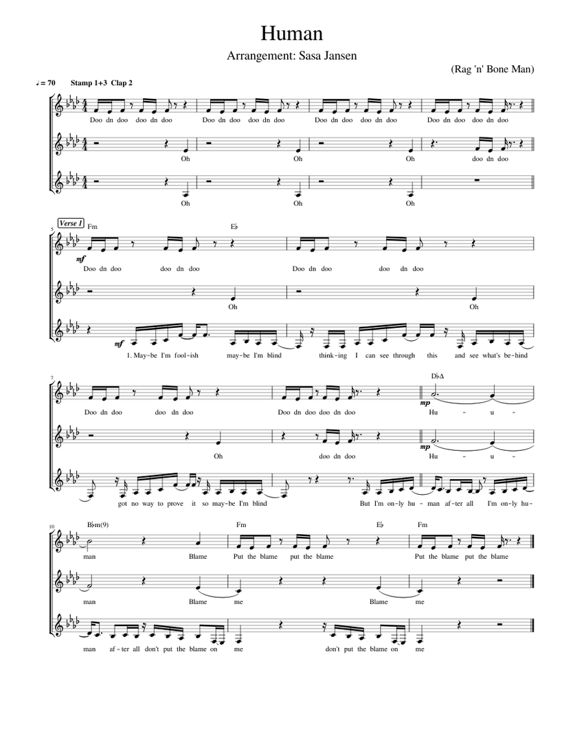 Human Sheet music for Soprano, Alto, Tenor (Choral) | Musescore.com