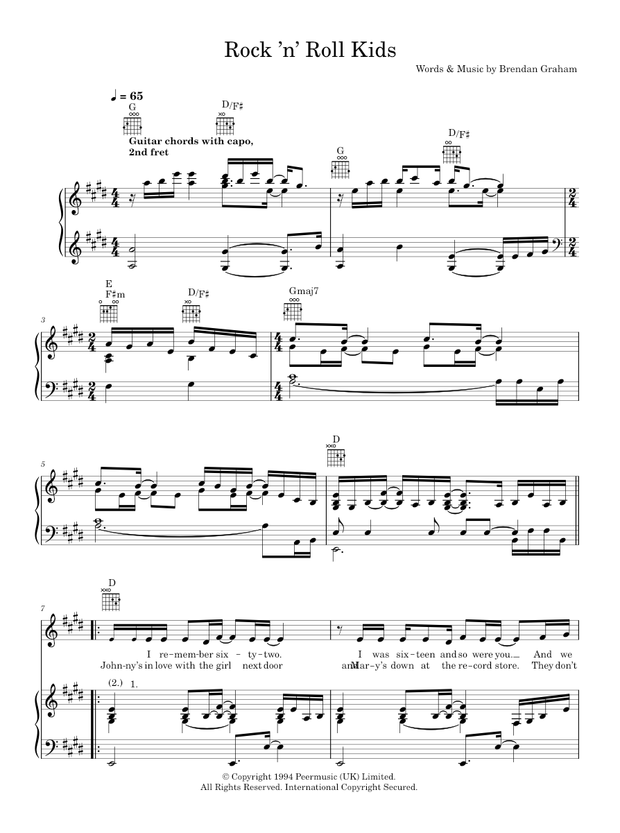 Play Official version of Rock 'N' Roll Kids Sheet Music by Paul ...