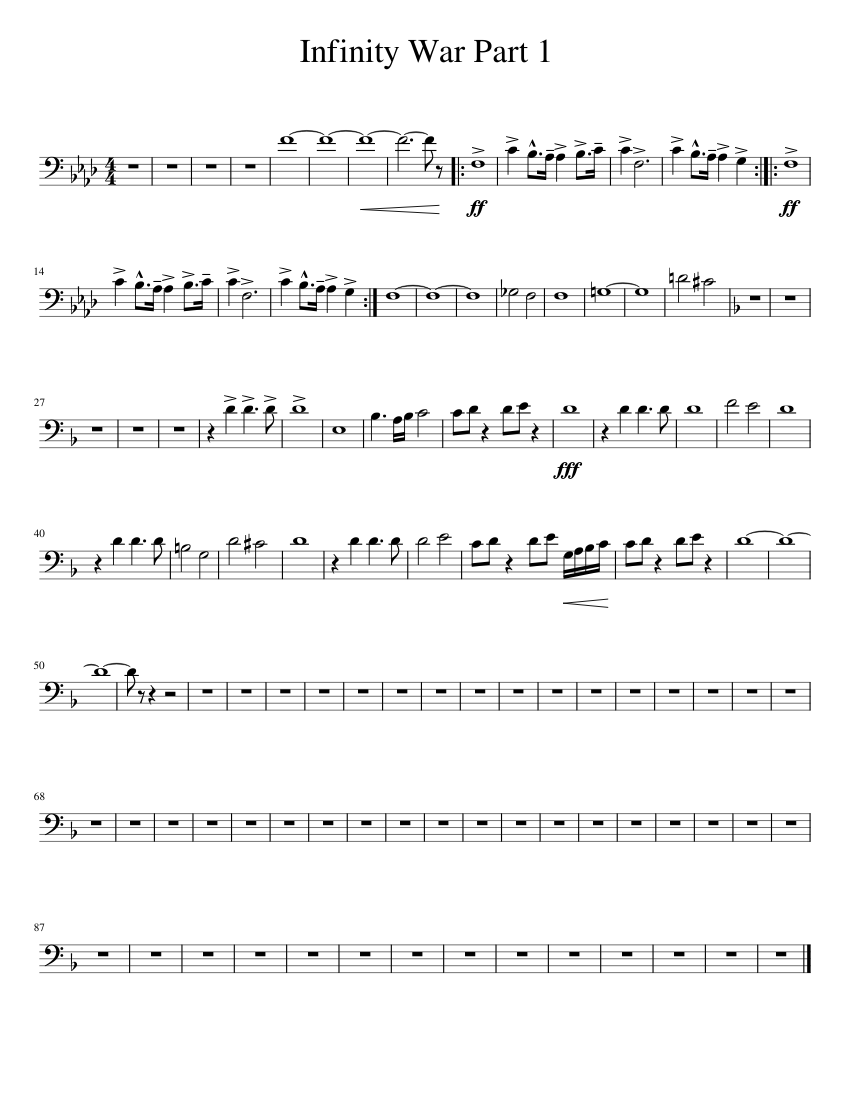 Infinity War Part 1 Sheet music for Trombone (Solo) | Musescore.com