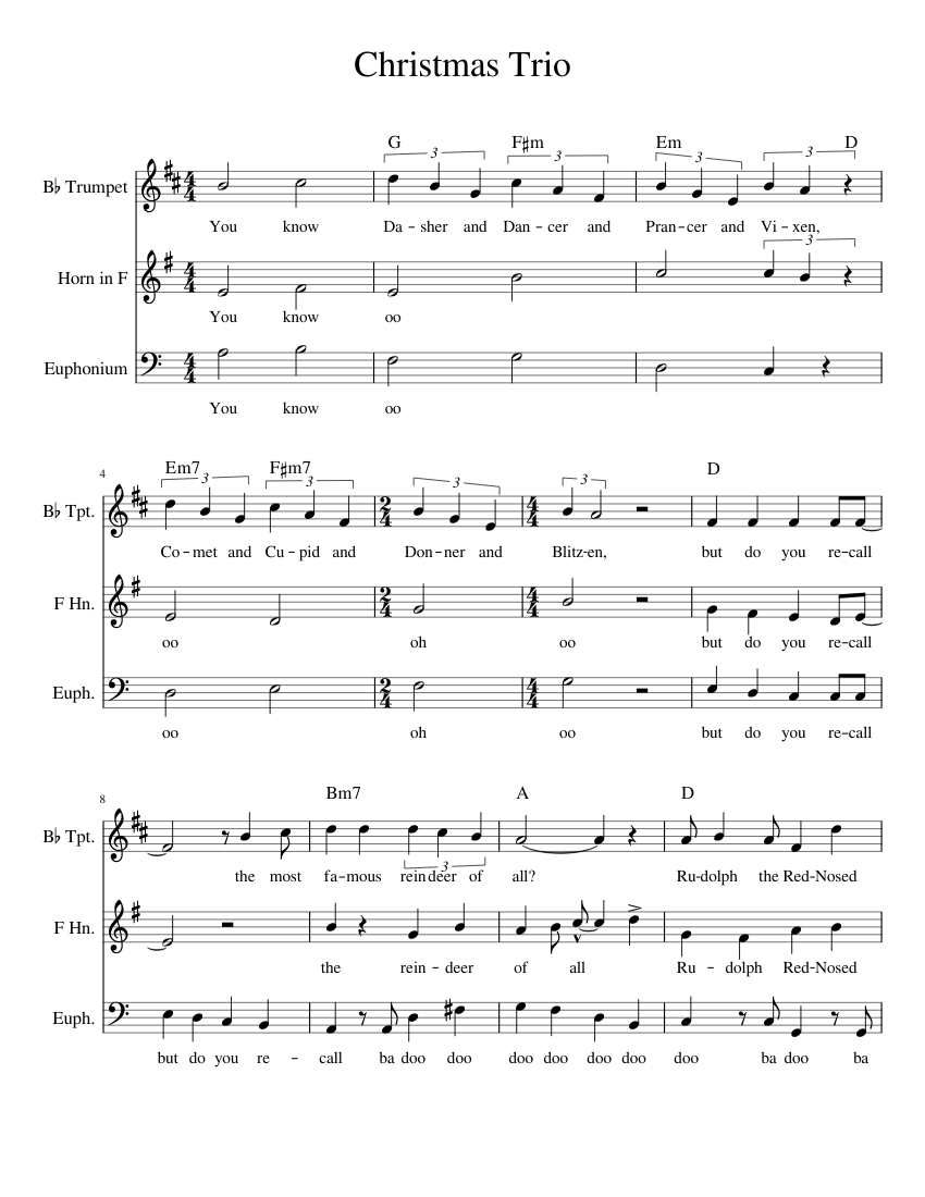 Christmas Trio Sheet music for Euphonium, Trumpet in b-flat, French ...