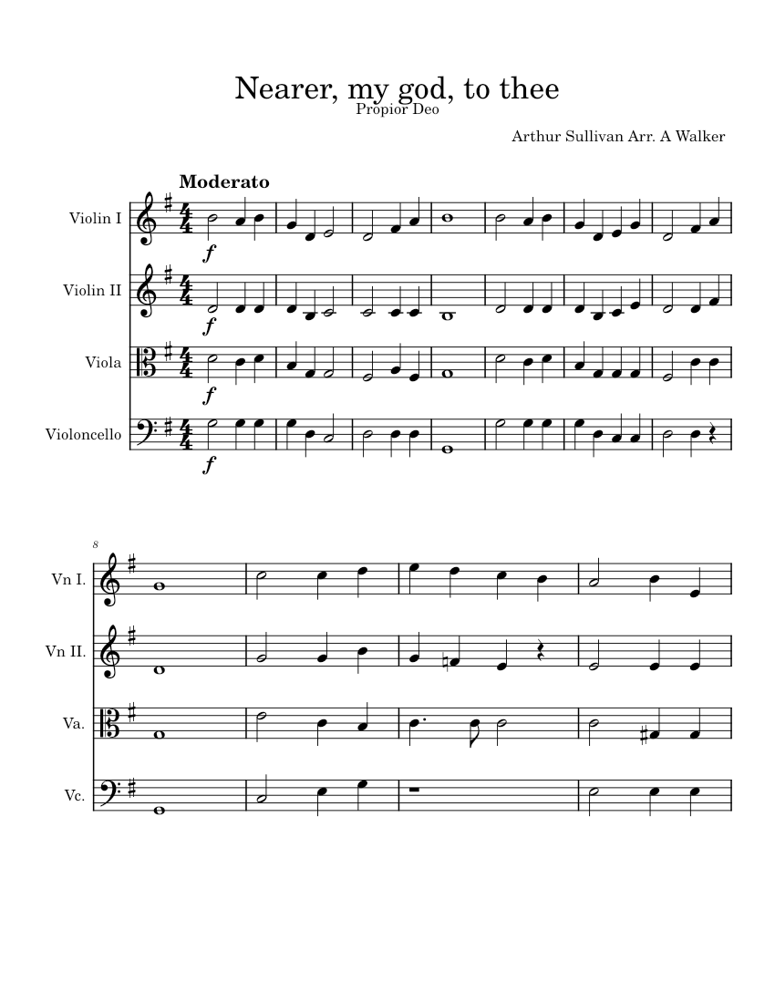 Nearer, My God, To Thee (Proprio Dio) Sheet Music for Violin, Viola ...