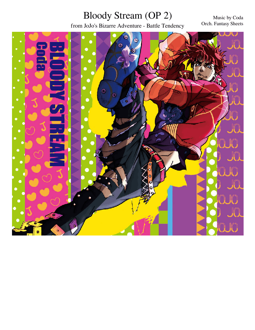 JoJo's Bizarre Adventure: Battle Tendency - Bloody Stream (OP 2) Sheet ...