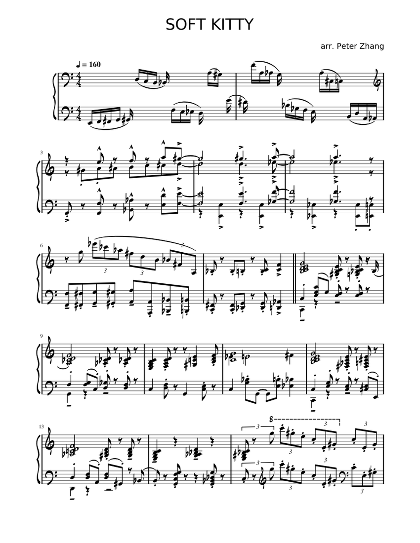 Soft Kitty (Jazz Version) Sheet music for Piano (Solo) | Musescore.com