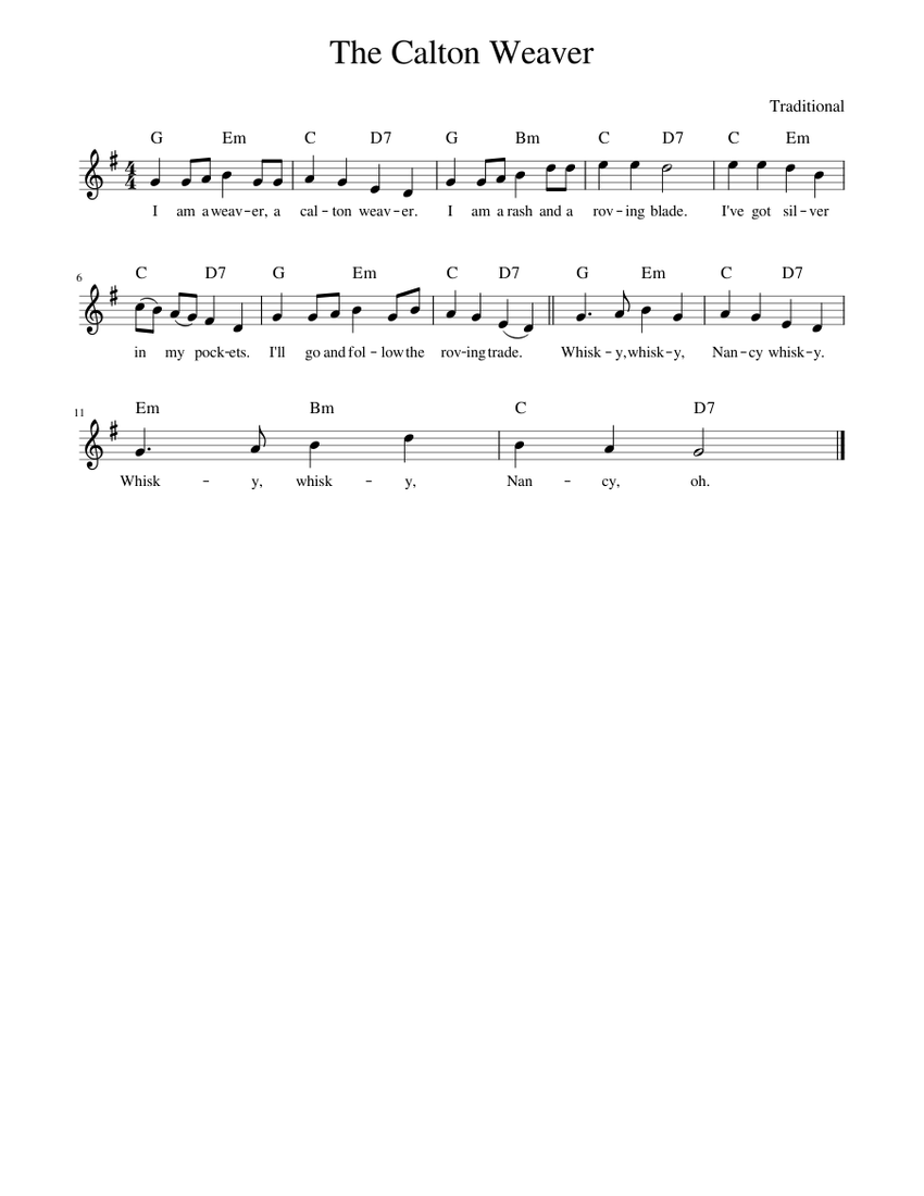 Traditional music - The Calton Weaver Sheet music for Piano (Solo) Easy ...