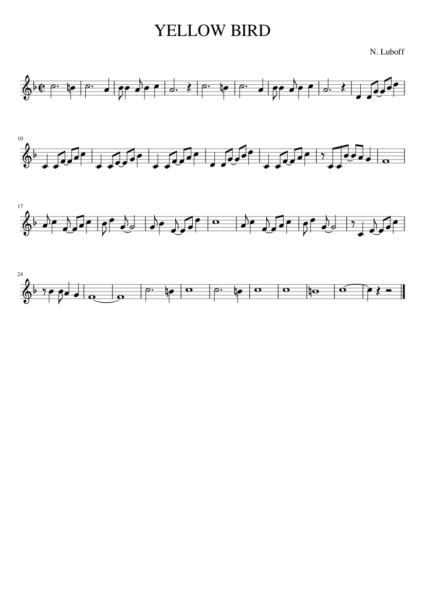 YELLOW BIRD Sheet music for Piano (Solo) Easy | Musescore.com