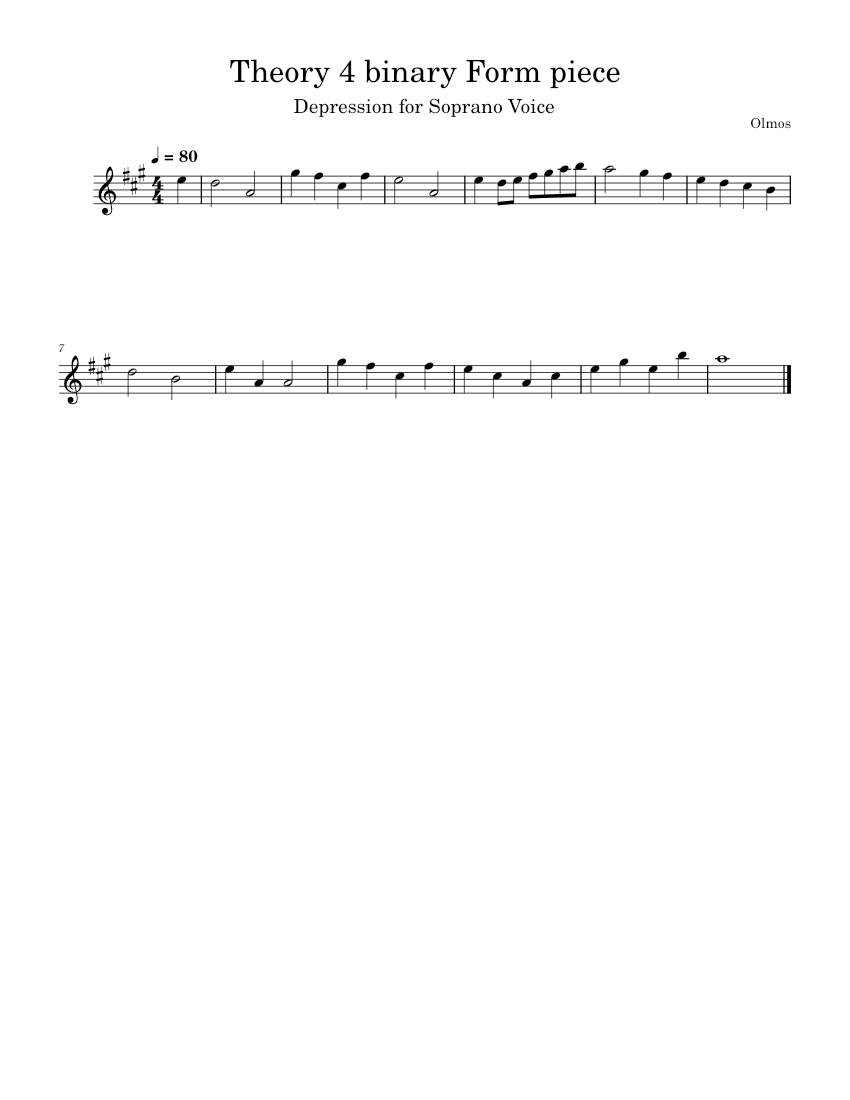 Theory 4 Binary Form Piece Sheet Music For Synthesizer Solo Theory 4 Binary Form Piece Sheet Music For Synthesizer Solo