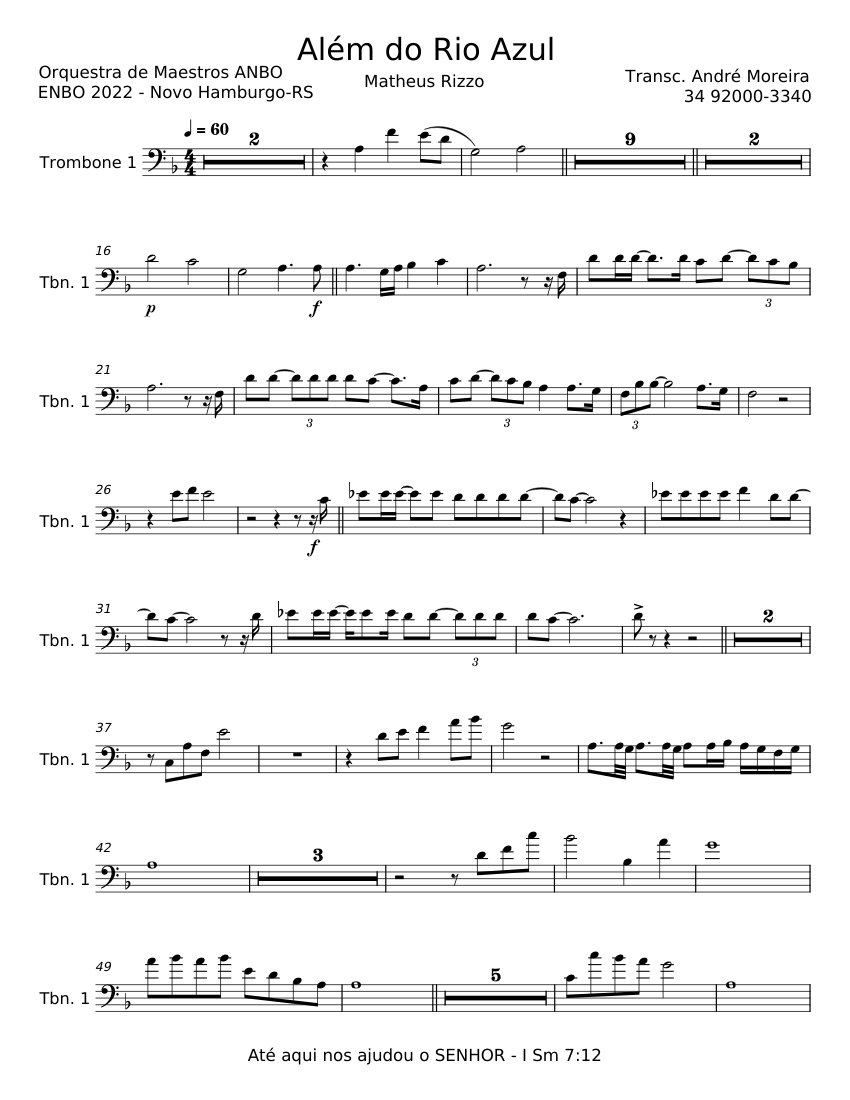 Além do Rio Azul - Matheus Rizzo Sheet music for Trombone other (Solo) | Musescore.com