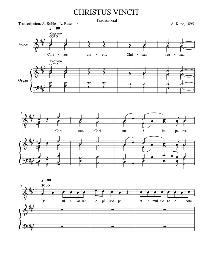 Christus Vincit – Aloys Kunc Sheet music for Organ, Vocals (Church ...