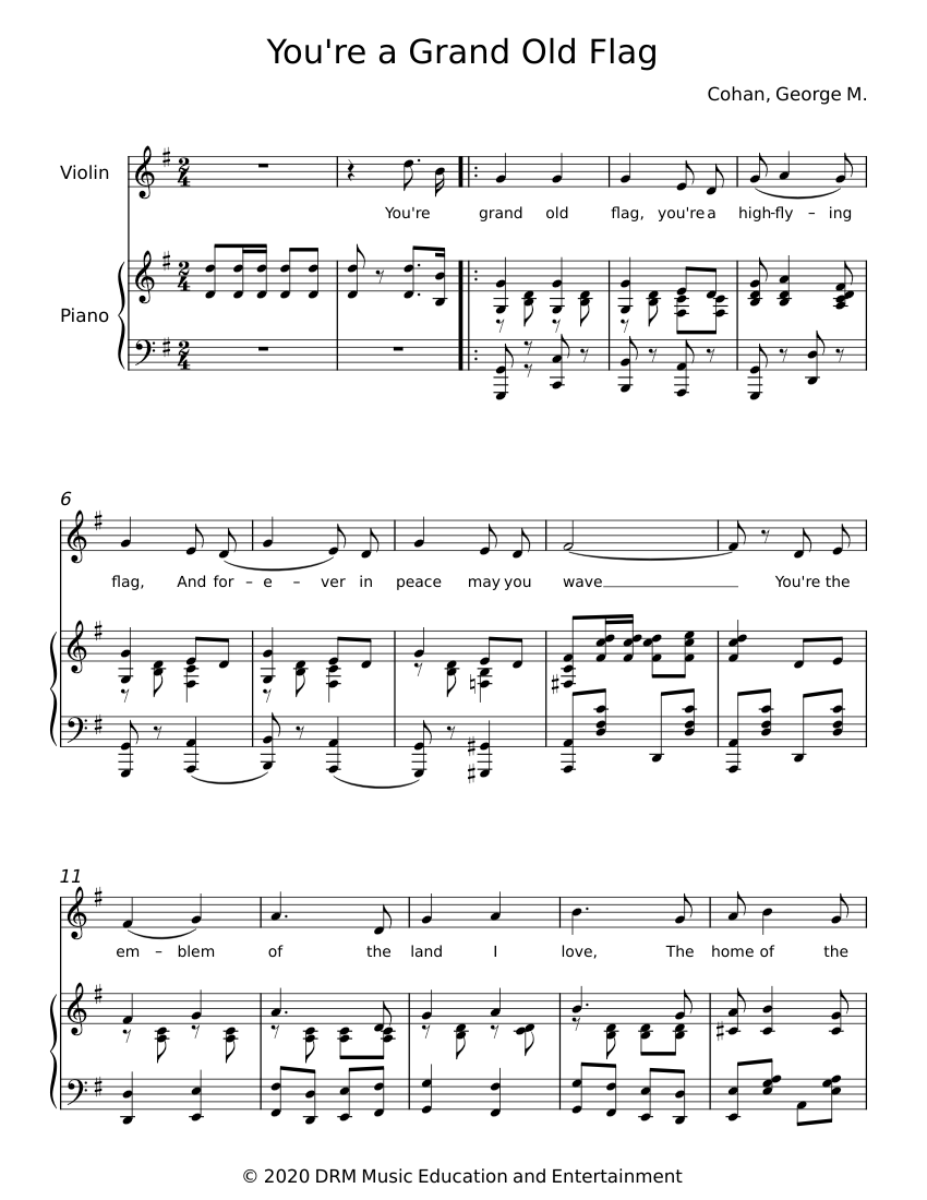 You're a Grand Old Flag - George Michael Cohan Sheet music for Piano ...