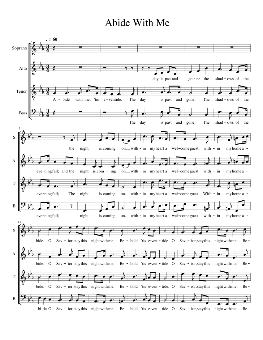Abide With Me Sheet music for Soprano, Tenor, Alto, Bass (SATB ...