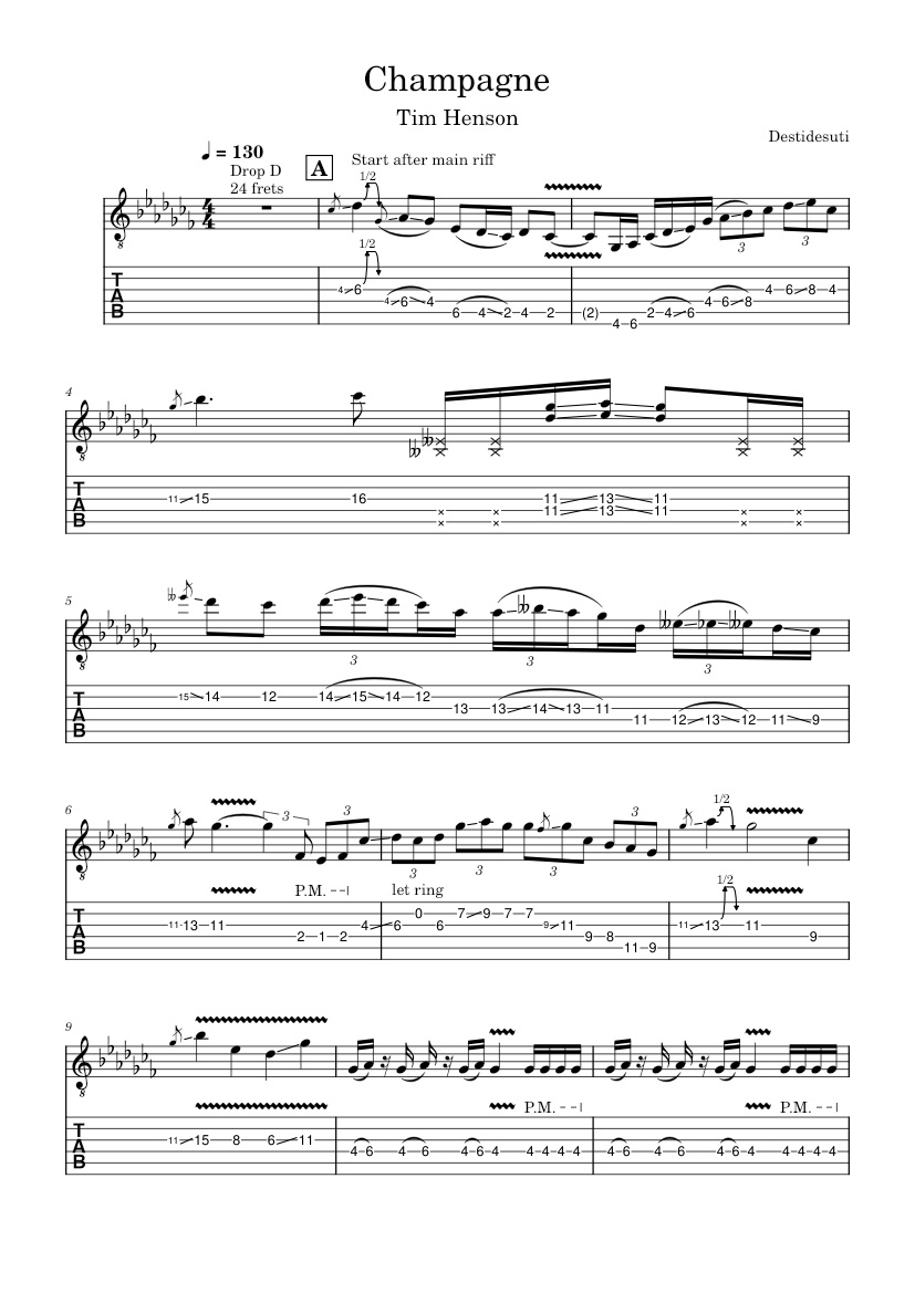 Champagne feat. Nick Johnston – Polyphia guitar Sheet Music and Tab for Guitar (Solo ...