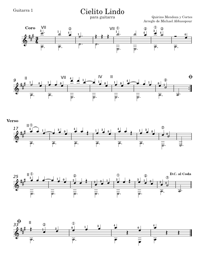 Cielito Lindo - Quirino Mendoza Sheet music for Guitar (Solo) | Musescore.com