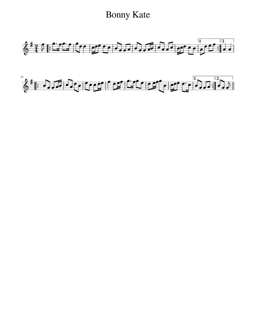 Bonny Kate Sheet music for Piano (Solo) | Musescore.com