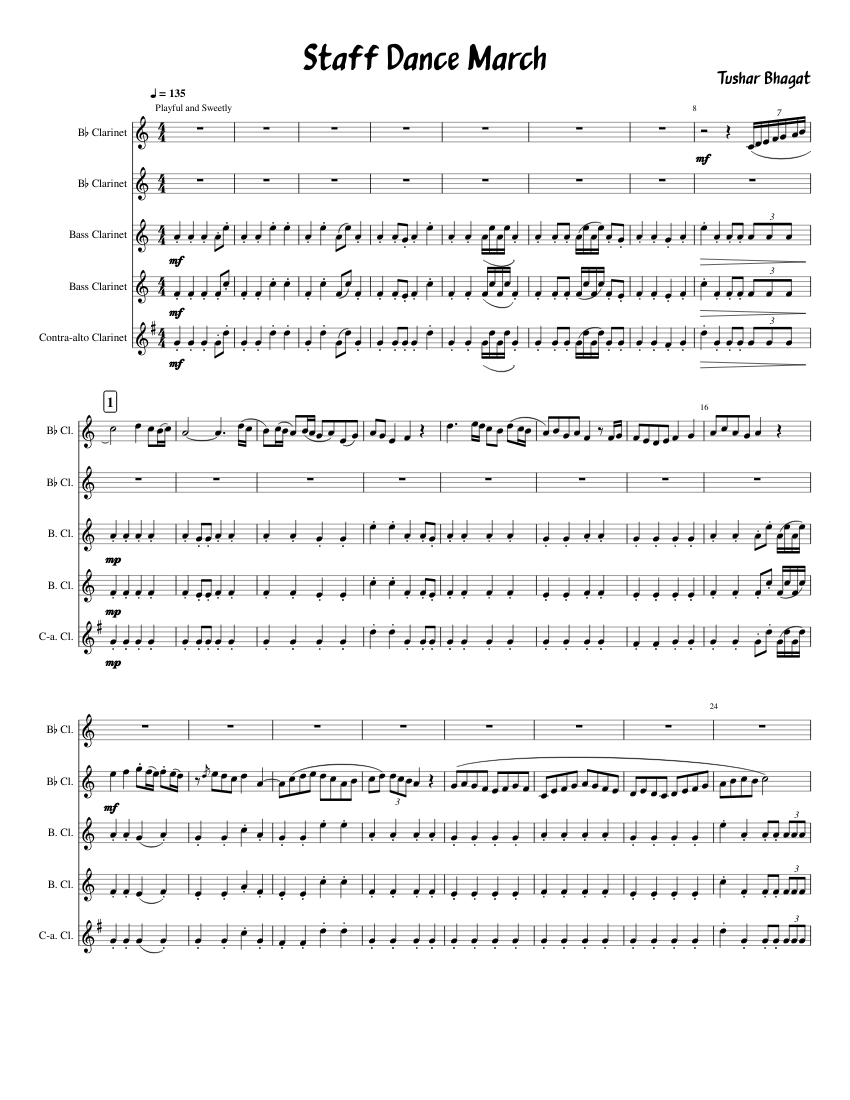 Staff Dance March Sheet music for Clarinet in b-flat, Clarinet bass ...