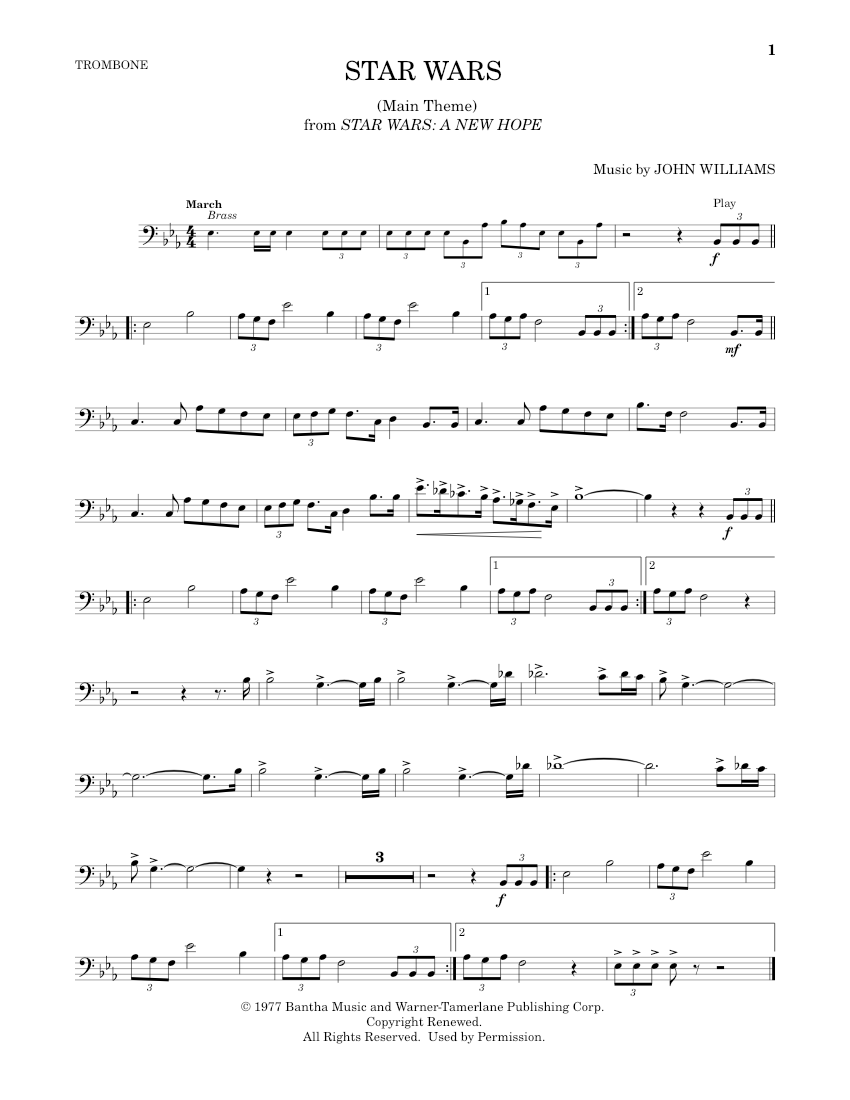 Play Official version of Star wars theme Sheet Music by John Williams ...