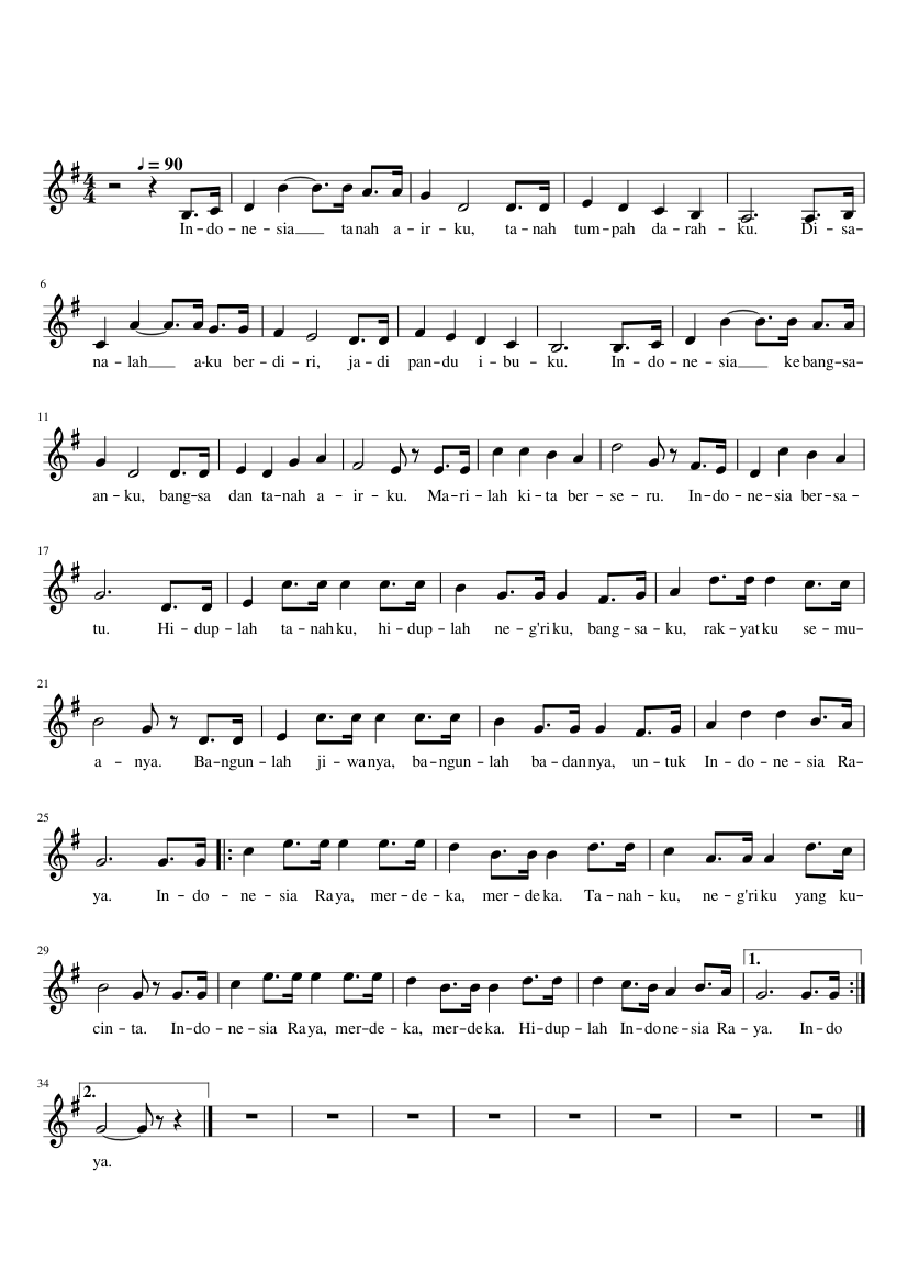 Indonesia Raya Sheet Music for Piano (Solo) easy | MuseScore.com