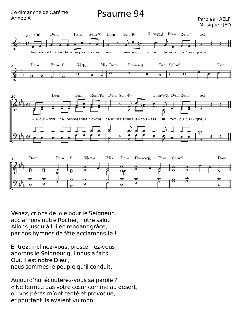 Psaume 94 – AELF;JFD Sheet music for Synthesizer (Mixed Duet ...