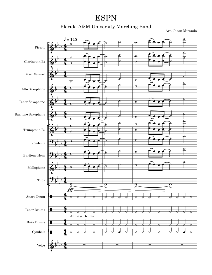 ESPN Theme (FAMU) – HBCU ARRANGMENTS WITH VOCALS Sheet music for ...