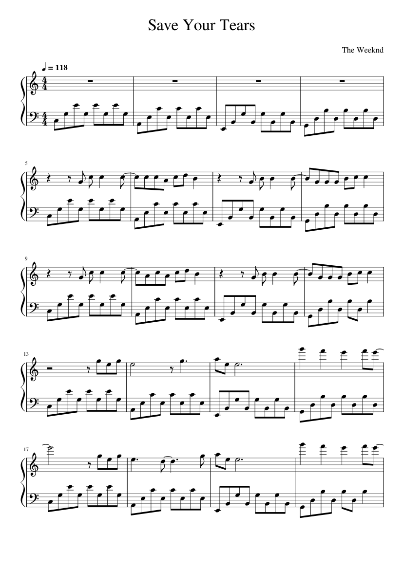 Save your tears – The Weeknd Sheet music for Piano (Solo) Easy ...
