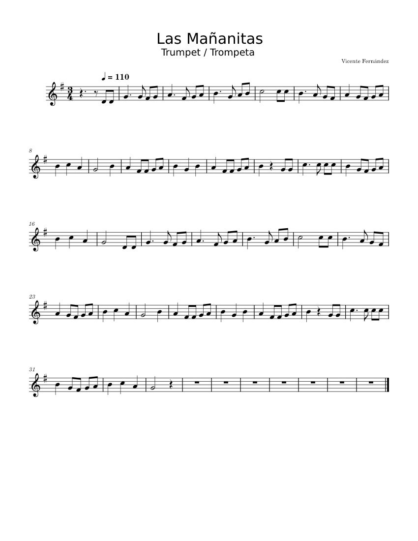 Las Mananitas (Trumpet) Sheet music for Trumpet other (Solo ...