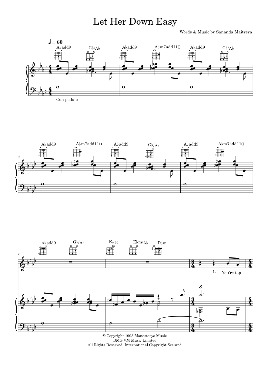 Play Official version of Let Her Down Easy Sheet Music by George ...