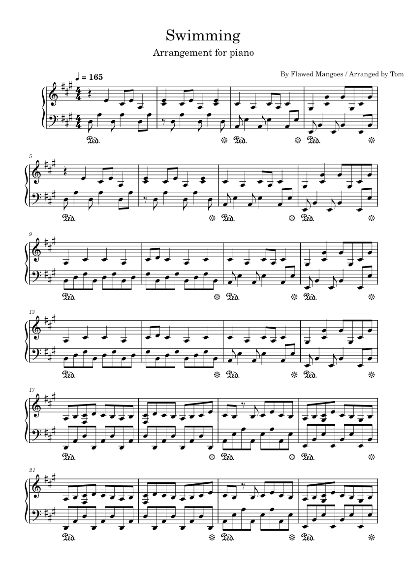 Swimming – Flawed Mangoes Flawed Mangoes - Swimming - Arrangement for ...