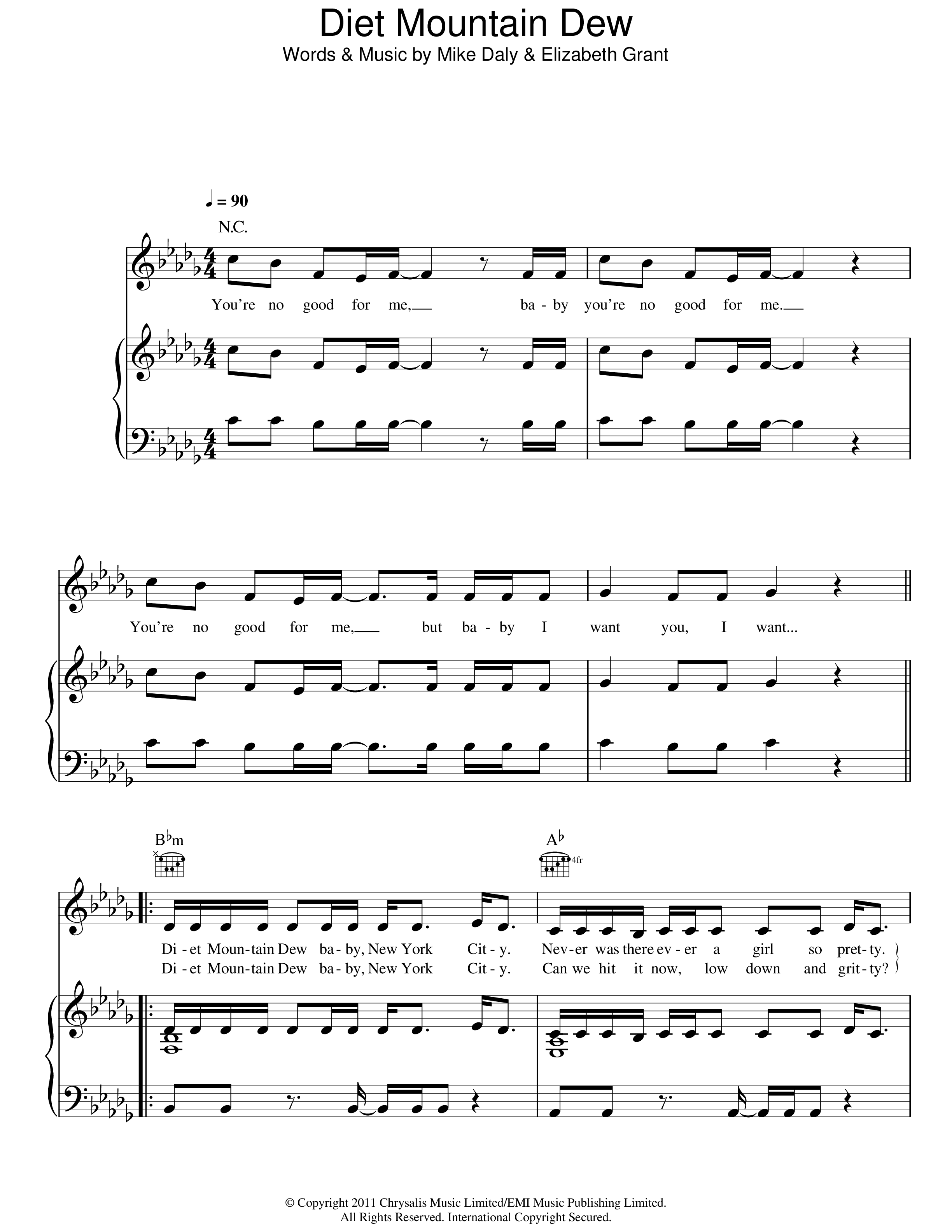 Play Official version of Diet mountain dew sheet music by Lana Del Rey ...