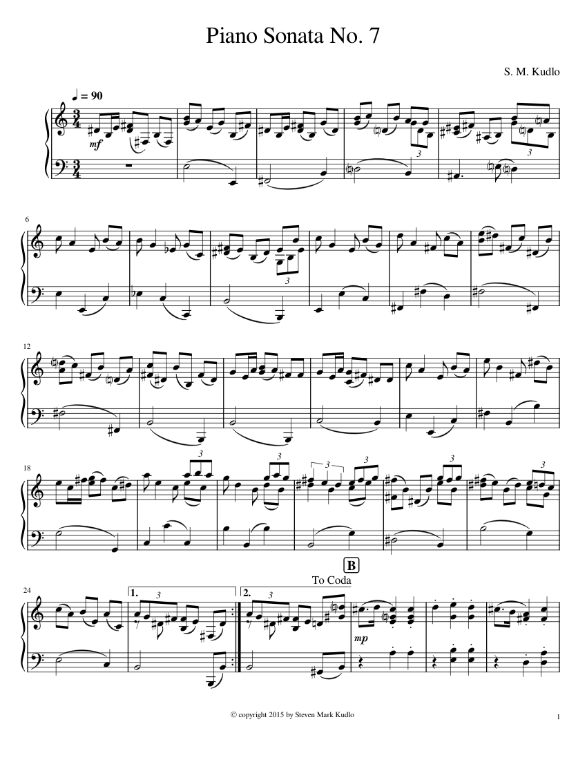 Piano Sonata No. 7; first movement Sheet music for Piano (Solo ...
