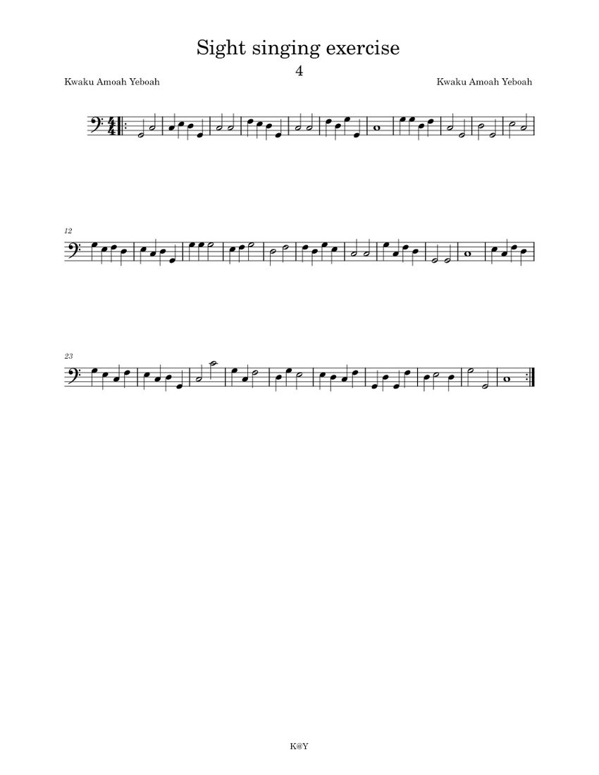 Sight singing exercise 4 Sheet music for Piano (Solo) | Musescore.com