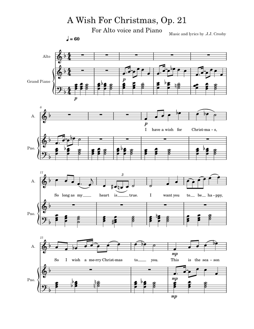 A Wish for Christmas, Op. 21 Sheet music for Piano, Alto (Piano-Voice ...
