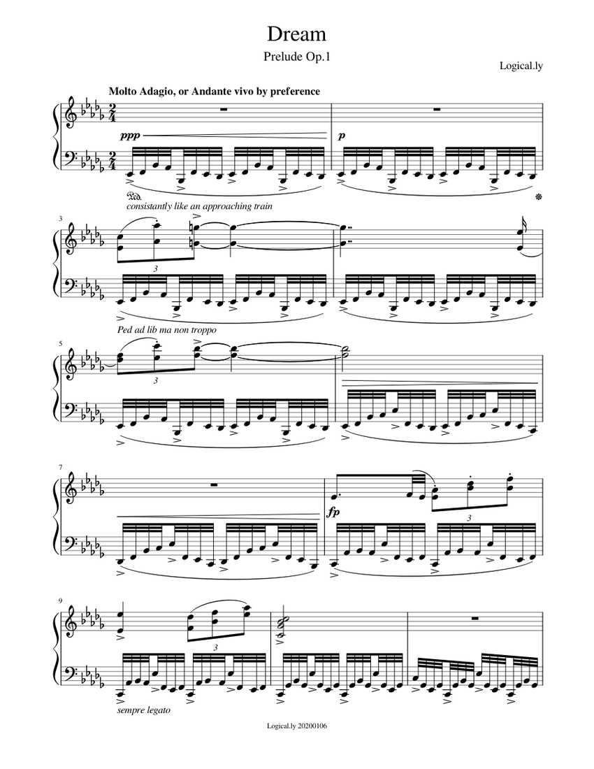 Dream Op.1 Sheet music for Piano (Solo) | Musescore.com