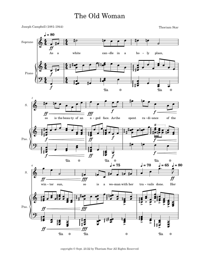 The Old Woman Sheet music for Piano, Soprano (Piano-Voice) | Musescore.com