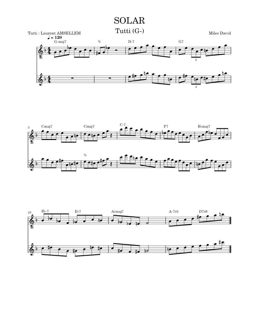 Solar – Miles Davis SOLAR Sheet music for Piano, Vocals (Solo ...