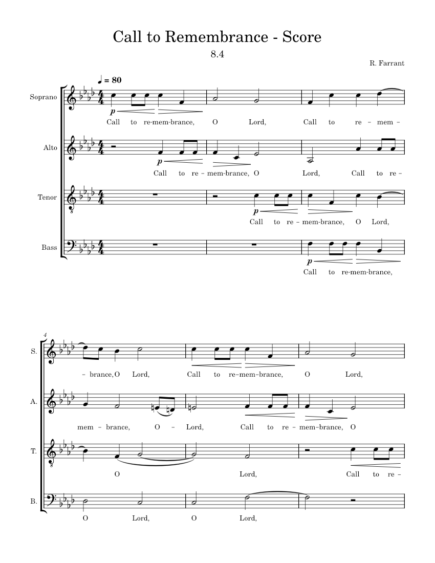 Call to remembrance – Richard Farrant Call to Remembrance 8.4 Farrant ...