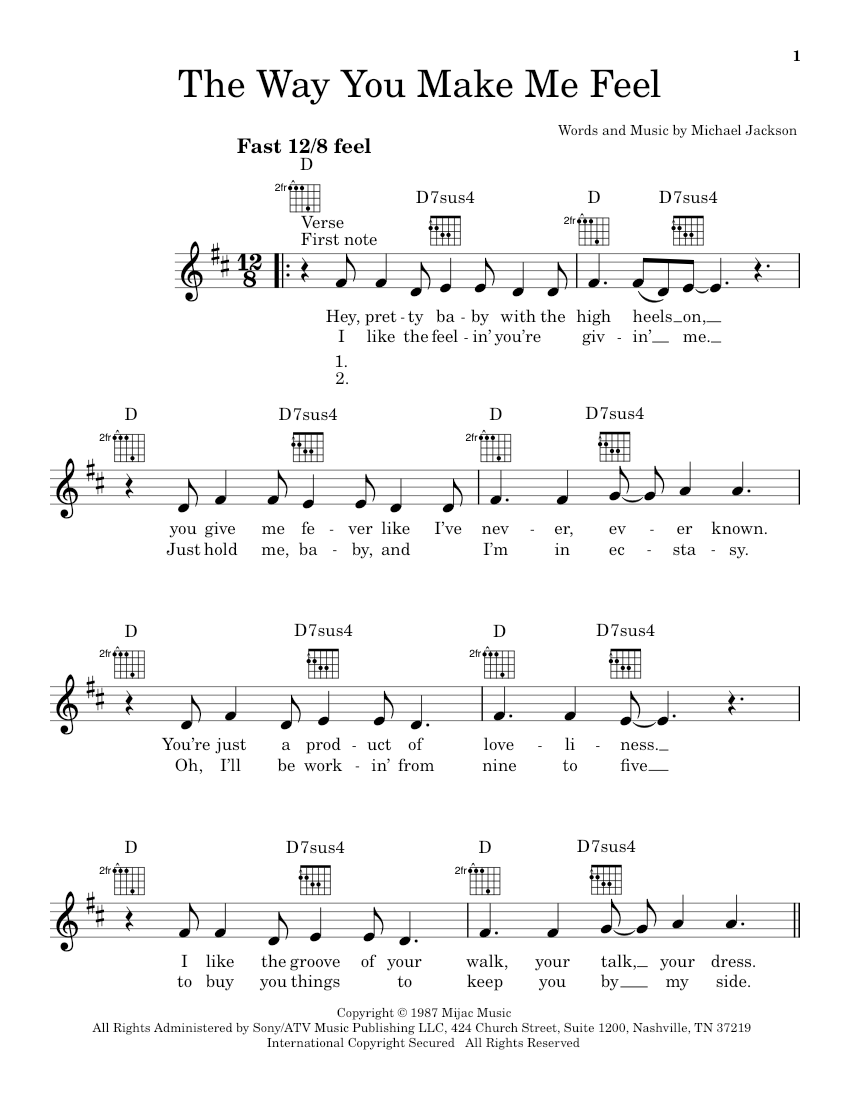 Play Official version of The way you make me feel sheet music by ...