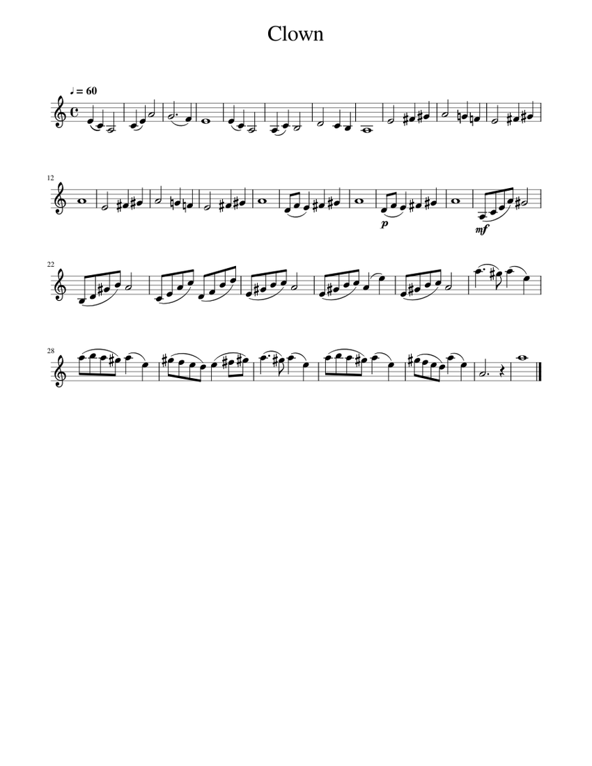 Clown Sheet music for Violin (Solo) | Musescore.com