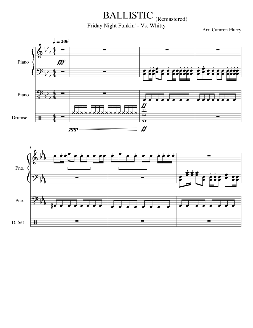 BALLISTIC Remastered (Friday Night Funkin - Vs. Whitty) Sheet music for ...