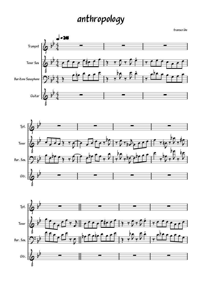 Anthropology – Charlie Parker Sheet Music for Saxophone tenor ...