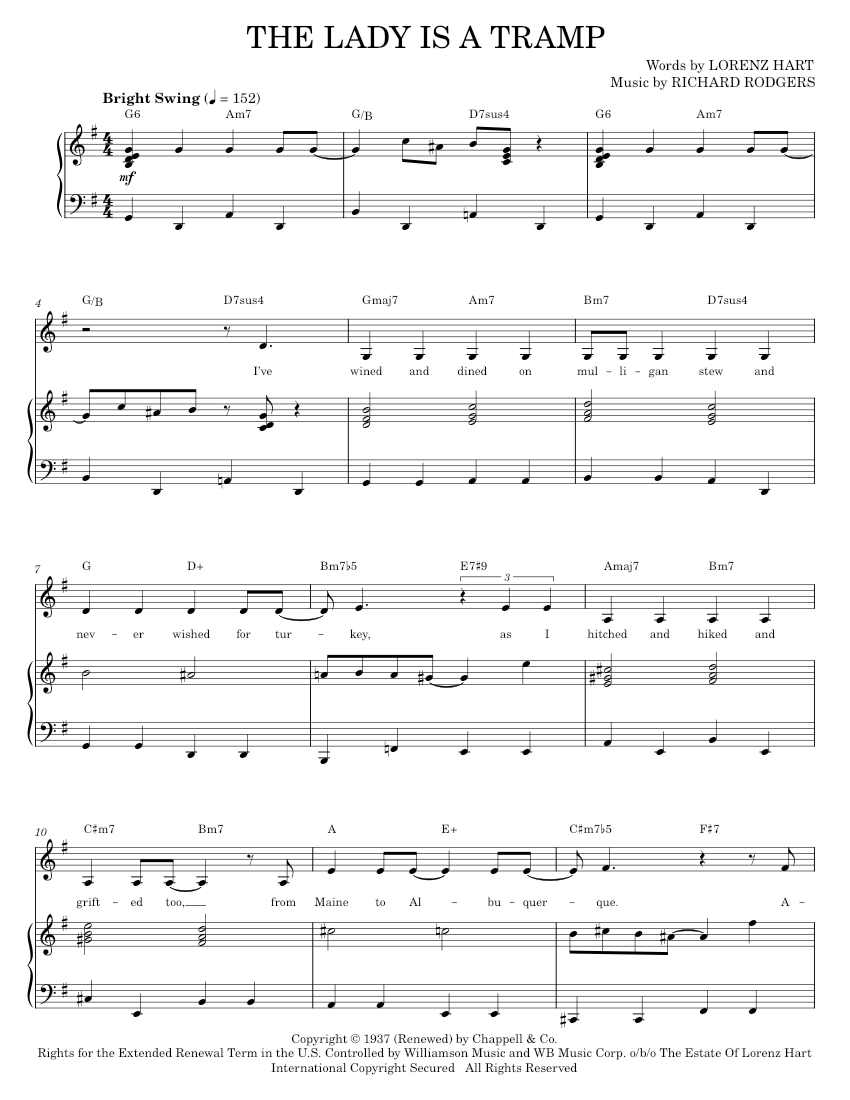 The Lady Is A Tramp Sheet music for Piano, Vocals: Music Notes