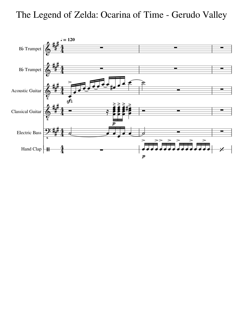 The Legend of Zelda - Ocarina of Time - Gerudo Valley Theme Sheet music ...
